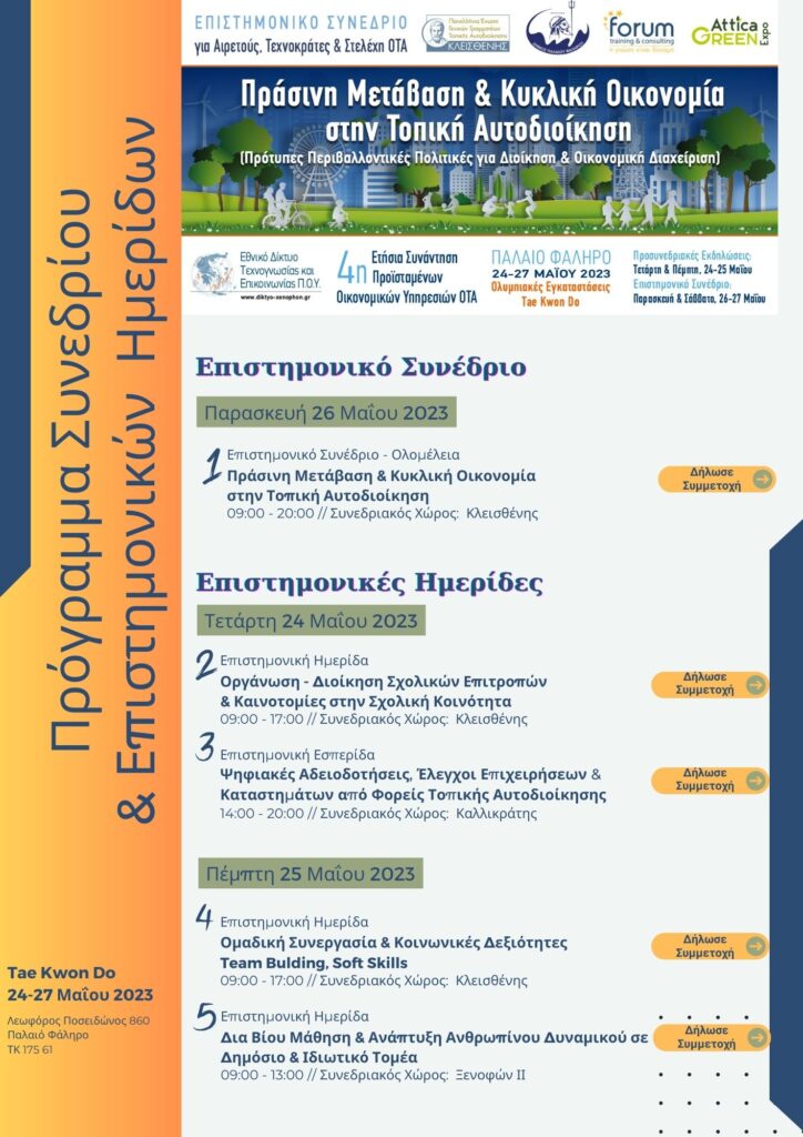 (Υλοποιήθηκε) Συνοπτικό Πρόγραμμα Συνέδριο Tae Kwon Do – Μαιος 2023 ...